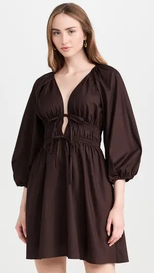 WAYF Leighton Mini Dress - Espresso