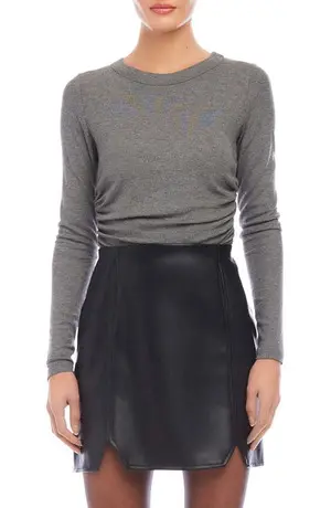 Fifteen Twenty Side Shirred Rib Top - Charcoal