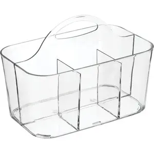 MDESIGN Midesign Small Plastic Divided Cosmetic Storage Organizer Caddy Tote Bin - Clear