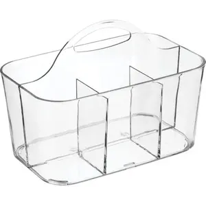 MDESIGN Midesign Small Plastic Divided Cosmetic Storage Organizer Caddy Tote Bin - Clear