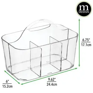 MDESIGN Midesign Small Plastic Divided Cosmetic Storage Organizer Caddy Tote Bin