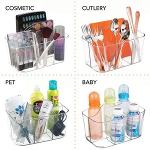 MDESIGN Midesign Small Plastic Divided Cosmetic Storage Organizer Caddy Tote Bin