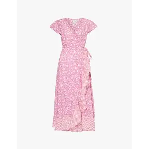 dusty pink cape style wrap midi dress Enchanted Garden Embroidered Fairy Dress main image 0