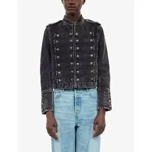 The Kooples Button-embellished Denim Jacket - Black Washed