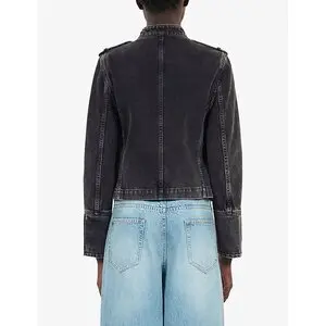 The Kooples Button-embellished Denim Jacket - Black Washed