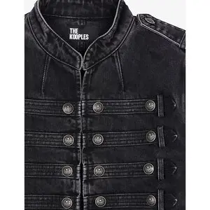 The Kooples Button-embellished Denim Jacket - Black Washed