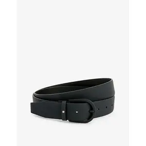 Montblanc Horseshoe Buckle Leather Belt - Black