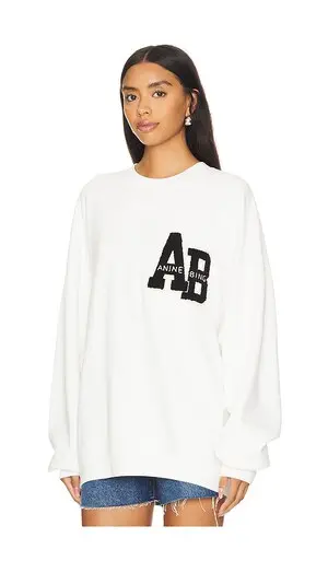 ANINE BING Miles Letterman Sweatshirt - Off White