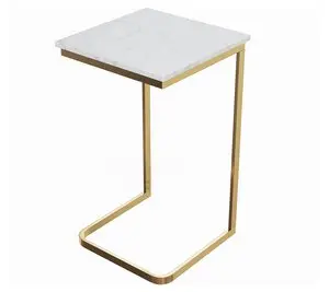 LAVISH HOME C-shaped End Table Mango Wood Side Ble - One-color