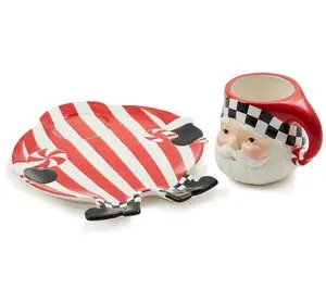 MACKENZIE-CHILDS Peppermint Mug And Cookie Plate Set