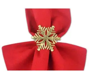 DESIGN IMPORTS Set/6 Gold Snowflake Napkin Ring S