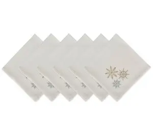 DESIGN IMPORTS Set/6 Sparkle Snowflakes Embroid Red Napkins - One-color