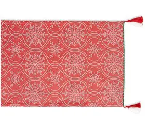 DESIGN IMPORTS Joyful Snowflakes Reversible Tab E Runner 14x72