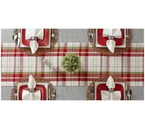 DESIGN IMPORTS Orchard Plaid Table Runner 14x72