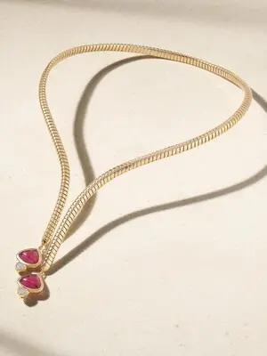 Marina B 18-karat Rubellite And Diamond Necklace - Gold