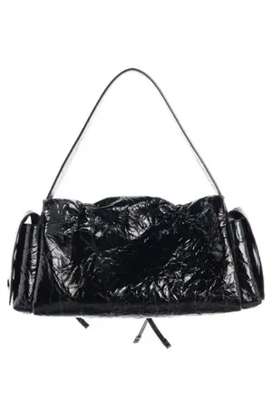 Acne Studios Multipocket Crinkled Leather Baguette - Black