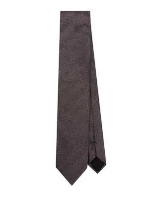 LANVIN Herringbone-pattern Silk Neck Tie - Red