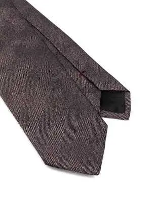 LANVIN Herringbone-pattern Silk Neck Tie - Red