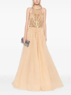 SAIID KOBEISY Beaded Halterneck Gown - Gold
