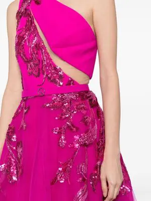 SAIID KOBEISY One-shoulder Beaded Gown