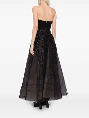 SAIID KOBEISY Beaded Tulle Strapless Gown - Black