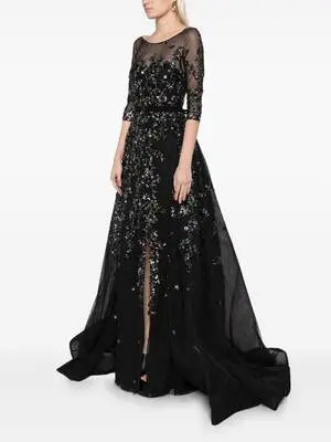 SAIID KOBEISY Sequin-embellished Tulle Gown - Black