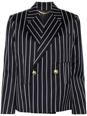 Victoria Beckham Cropped Double-breasted Striped Jacket