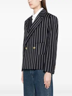 Victoria Beckham Cropped Double-breasted Striped Jacket