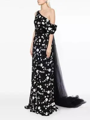 SAIID KOBEISY Tulle Off-shoulder Gown