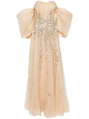 SAIID KOBEISY Off-shoulder Beaded Long Dress