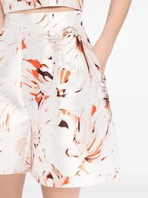 SAIID KOBEISY Printed Flared Thigh-length Shorts