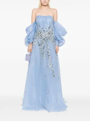 SAIID KOBEISY Beaded Organza Gown