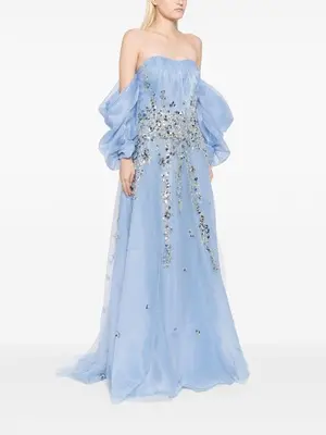 SAIID KOBEISY Beaded Organza Gown