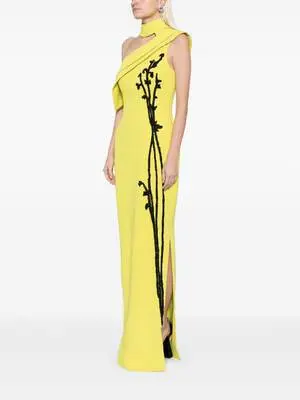 SAIID KOBEISY Bead-embellished One-shoulder Gown - Green