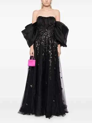 SAIID KOBEISY Bead-embellished Organza Gown