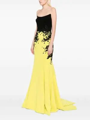 SAIID KOBEISY Embroidered Crepe Gown