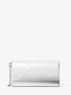 Michael Kors Mona Large Metallic Saffiano Leather Clutch