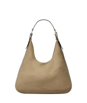 Michael Kors Nolita Large Nubuck Hobo Shoulder Bag Husk