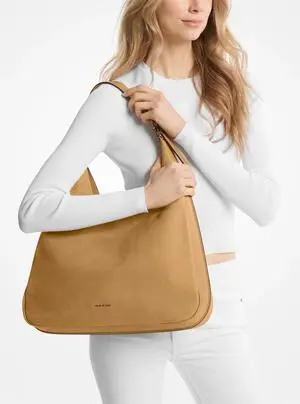 Michael Kors Nolita Large Nubuck Hobo Shoulder Bag - Natural