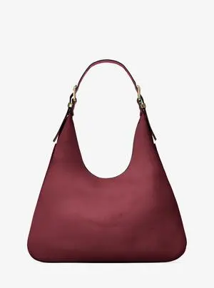 Michael Kors Nolita Large Nubuck Hobo Shoulder Bag - Red