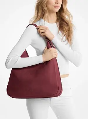 Michael Kors Nolita Large Nubuck Hobo Shoulder Bag - Red