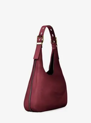 Michael Kors Nolita Large Nubuck Hobo Shoulder Bag - Red
