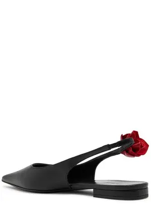 Magda Butrym Leather Slingback Flats With Floral Embellishment