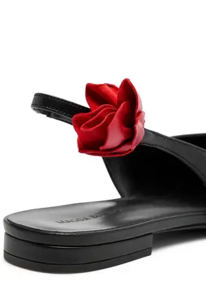 Magda Butrym Leather Slingback Flats With Floral Embellishment