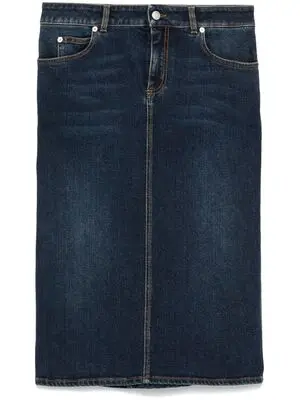 Alexander McQueen Denim Pencil Skirt - Blue