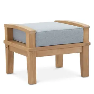 MODWAY Marina Outdoor Patio Teak Ottoman - Natural Gray