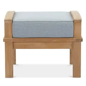 MODWAY Marina Outdoor Patio Teak Ottoman - Natural Gray