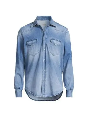 SARTORIO NAPOLI Denim Snap-front Shirt Light Blue