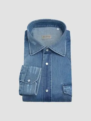 SARTORIO NAPOLI Denim Snap-front Shirt - Light Denim