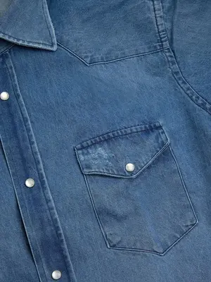 SARTORIO NAPOLI Denim Snap-front Shirt - Light Denim